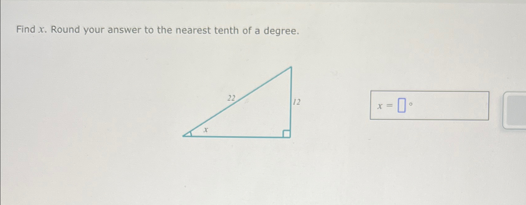 Solved Find x. ﻿Round your answer to the nearest tenth of a | Chegg.com