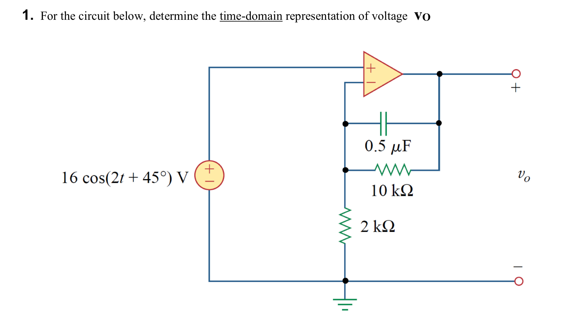 Solved For the circuit below, determine the time-domain | Chegg.com