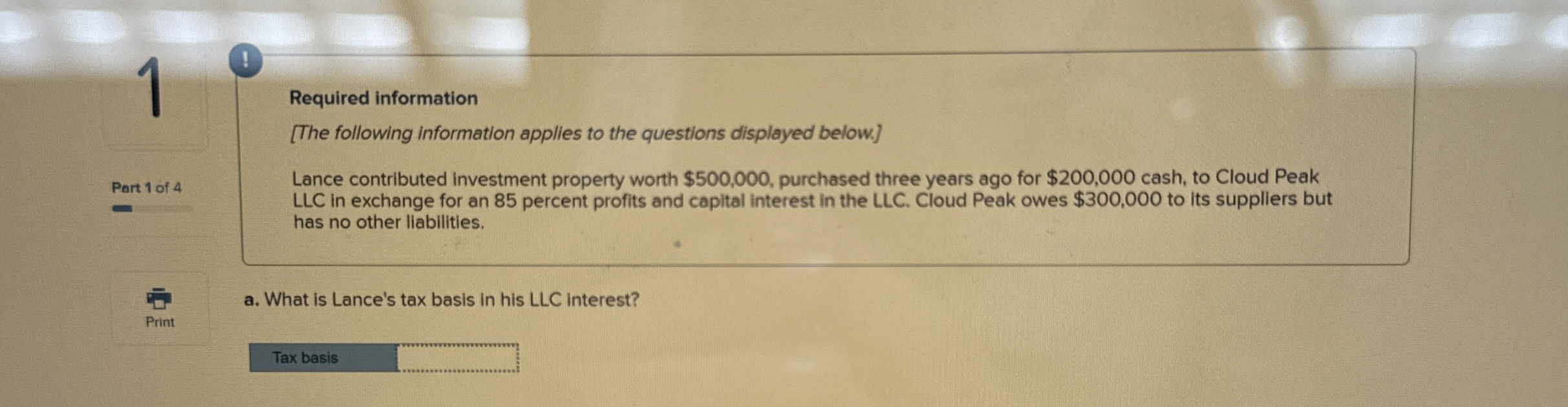 Solved 1!Part 1 ﻿of 4Required information[The following | Chegg.com