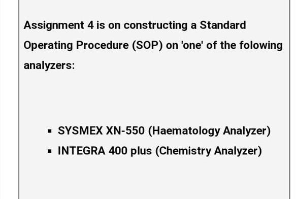 Solved Assignment 4 is on constructing a Standard Operating | Chegg.com