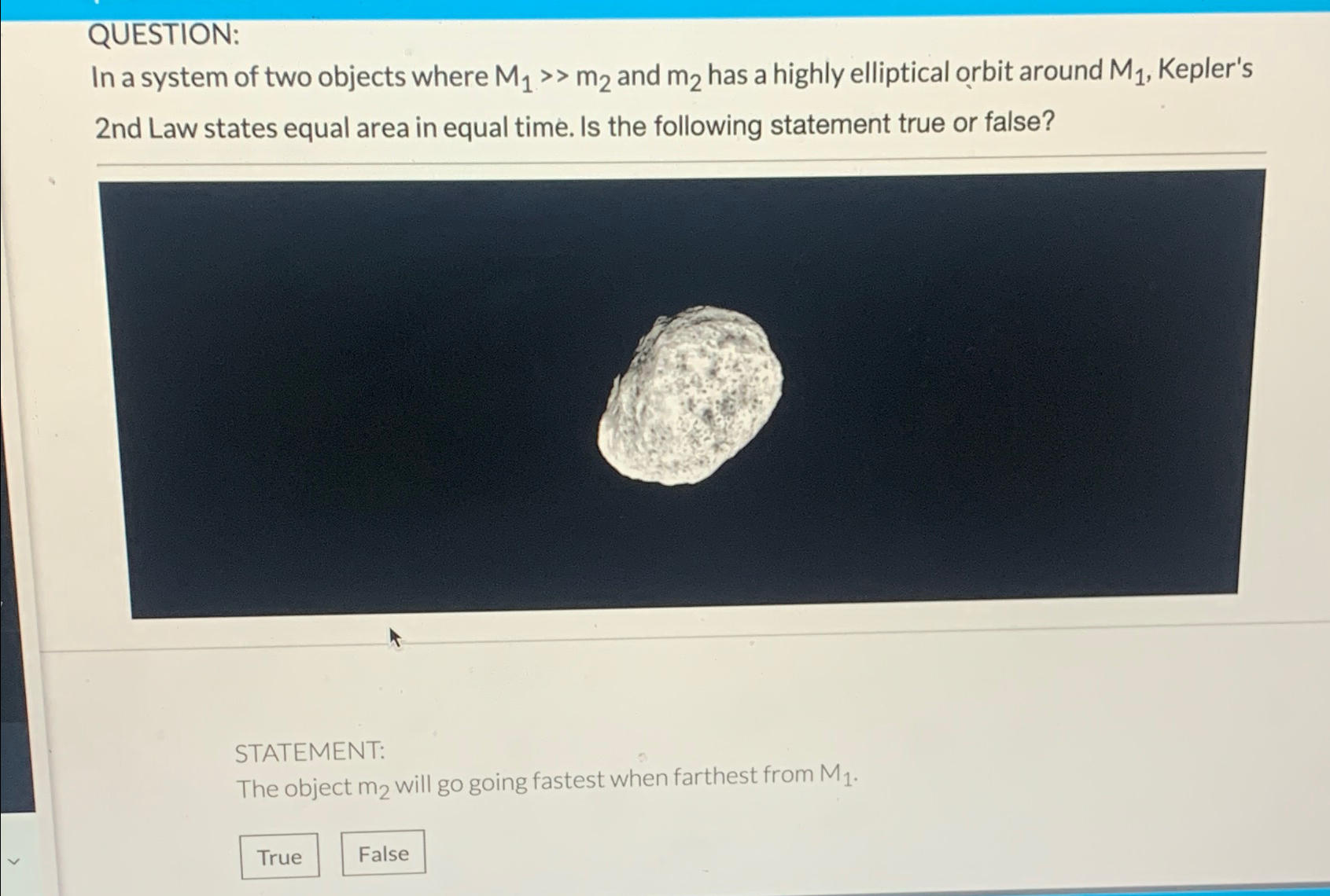 Solved QUESTION:In a system of two objects where M1>>m2 ﻿and | Chegg.com