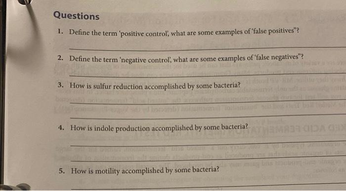 Solved 1.Define the term positive control, what are some | Chegg.com