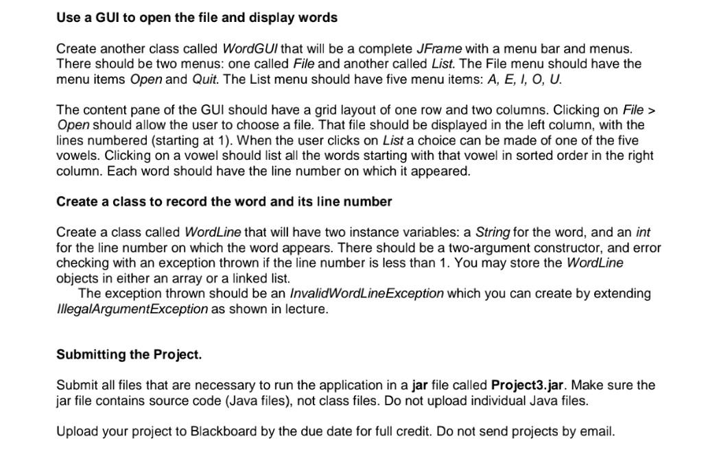 Use a GUI to open the file and display words Create | Chegg.com