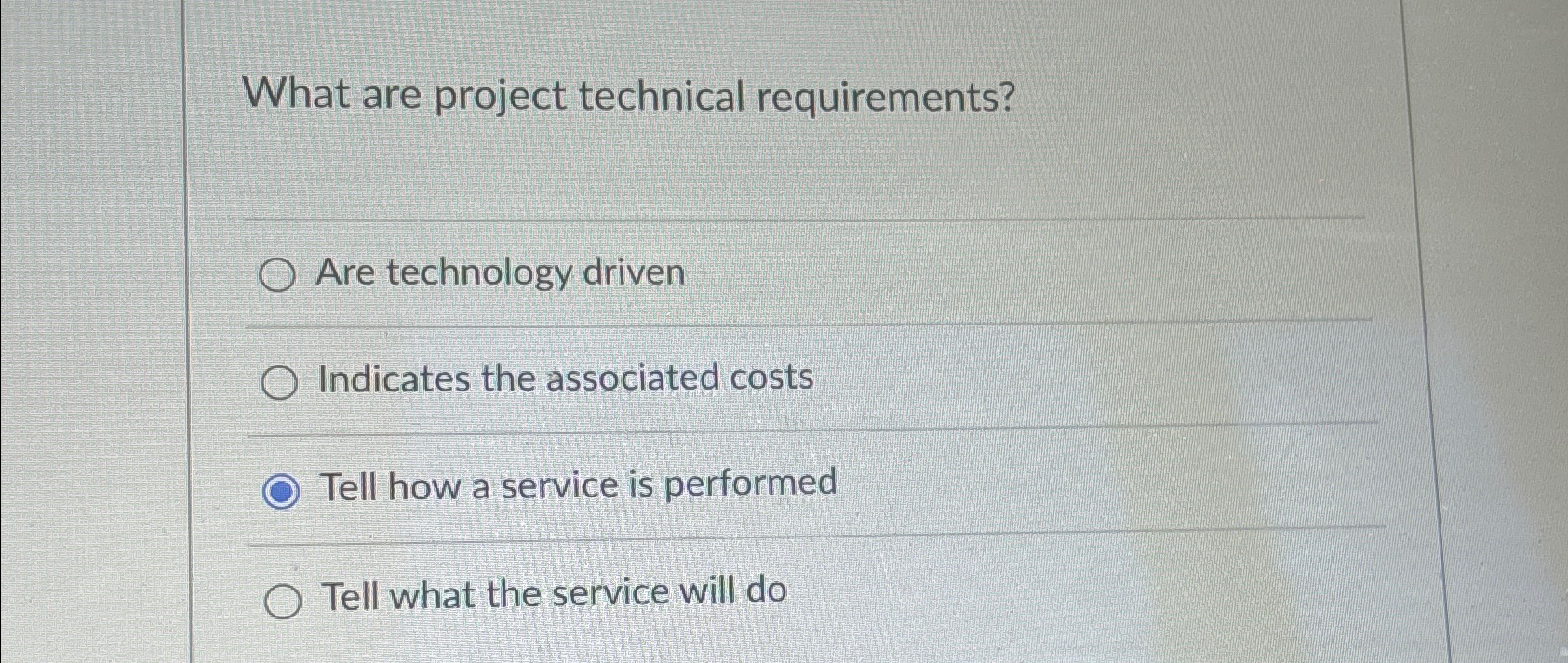 Solved What are project technical requirements?Are | Chegg.com