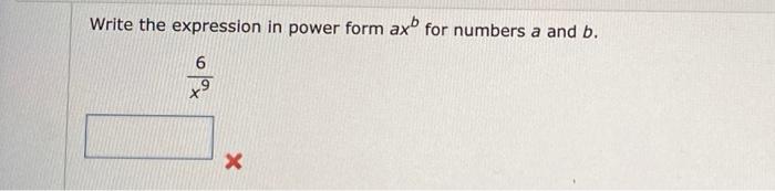 Solved Write the expression in power form ax" for numbers a | Chegg.com
