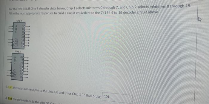 Solved For the two 741383 to 8 decoder chips below. Chip 1 | Chegg.com