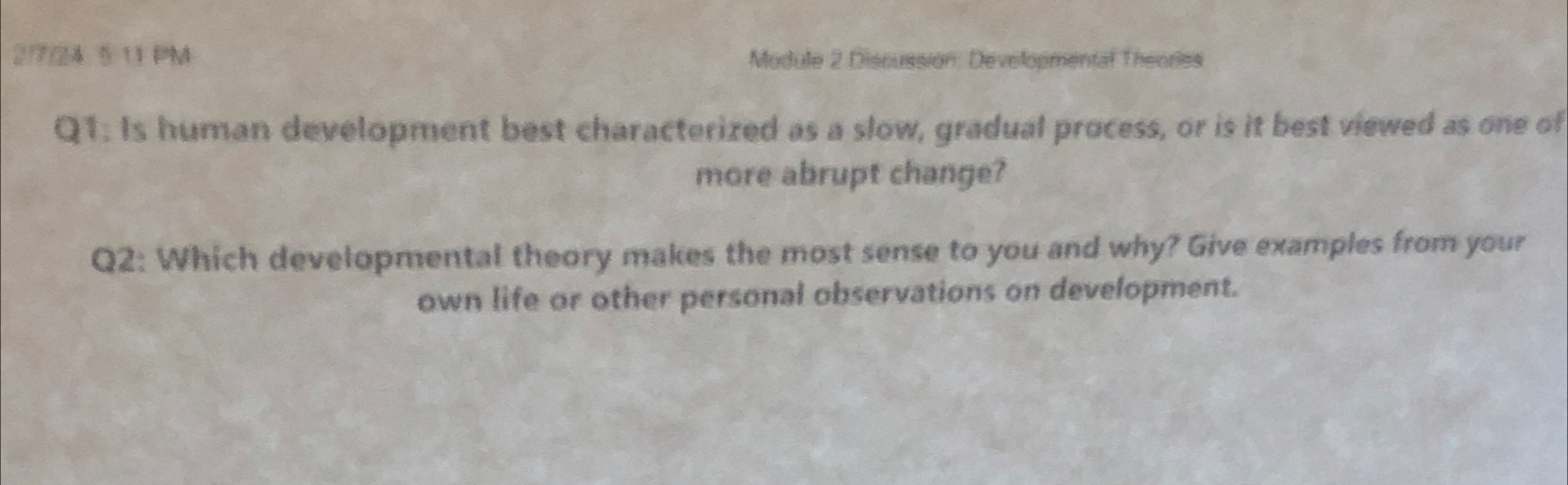 Solved 279454149Midide 2 ﻿Distission Developimental | Chegg.com