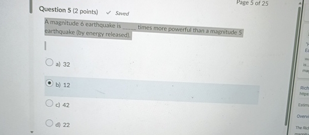 Solved Page 5 ﻿of 25Question 5 (2 ﻿points)SavedA magnitude 6 | Chegg.com
