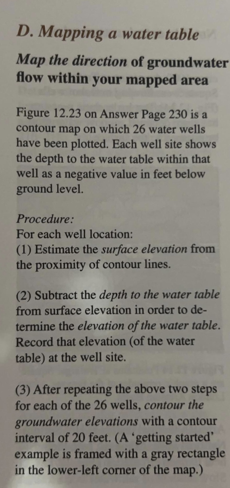 D. ﻿Mapping a water tableMap the direction of | Chegg.com