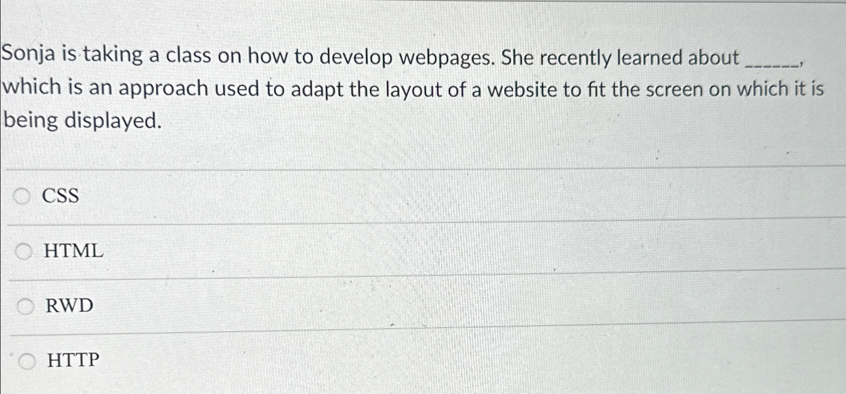 Solved Sonja is taking a class on how to develop webpages. | Chegg.com
