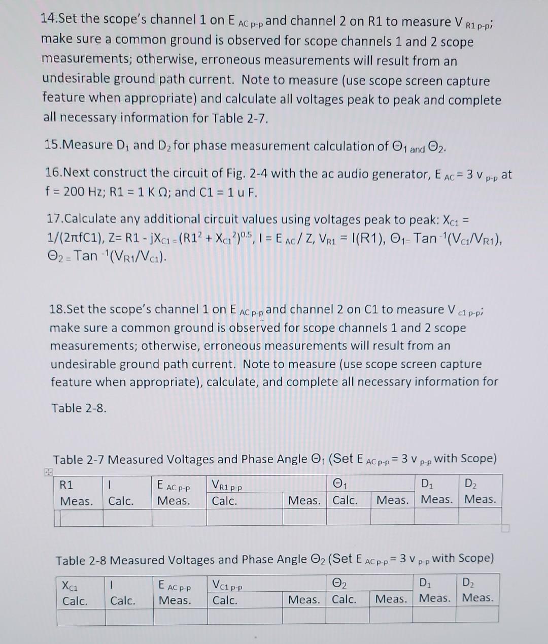 Solved RC Series Circuit Measurements: Voltage, Current, and | Chegg.com