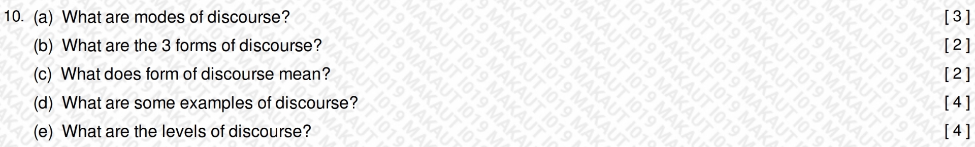 Solved 10. (a) ﻿What are modes of discourse? (b) ﻿What | Chegg.com