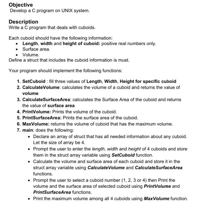Solved Objective Develop a C program on UNIX system. | Chegg.com