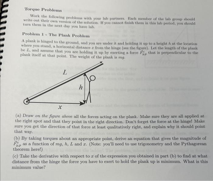 Solved Torque Problems Work the following problems with your | Chegg.com
