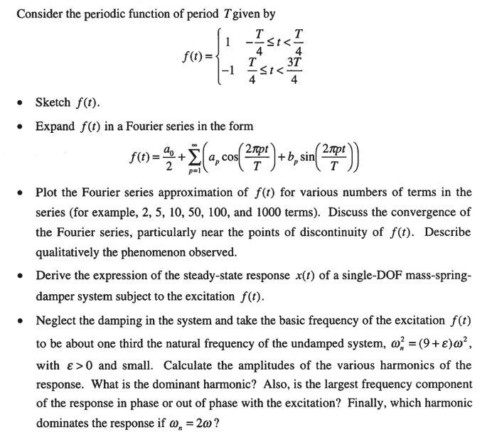 Solved Consider the periodic function of ﻿period T ﻿given | Chegg.com