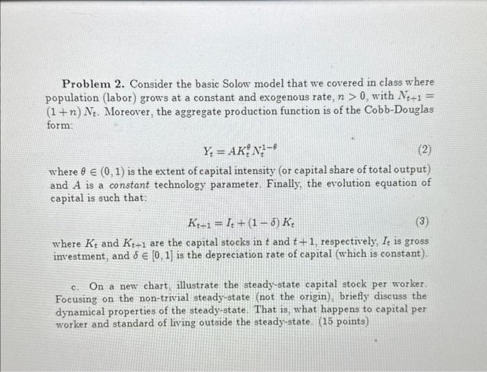 Solved Problem 2. Consider the basic Solow model that we | Chegg.com