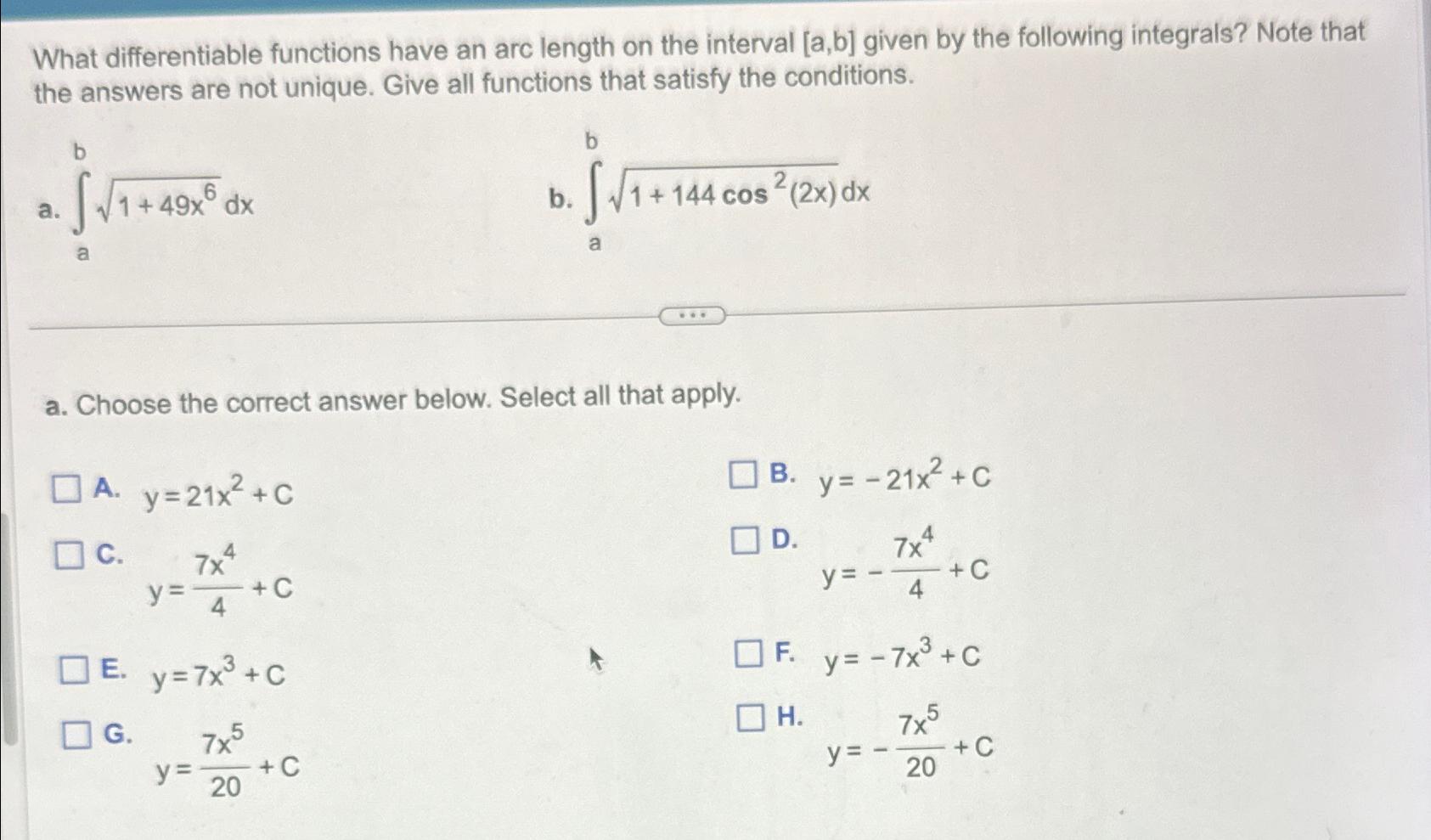 Solved What differentiable functions have an arc length on | Chegg.com