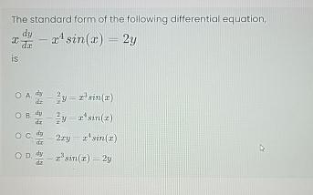 Solved The standard form of the following differential | Chegg.com