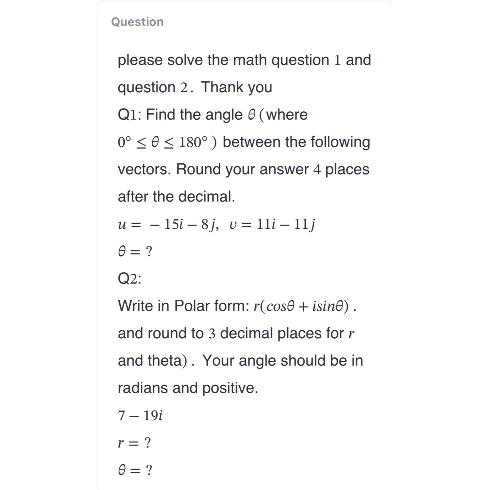 Solved Questionplease solve the math question 1 ﻿and | Chegg.com