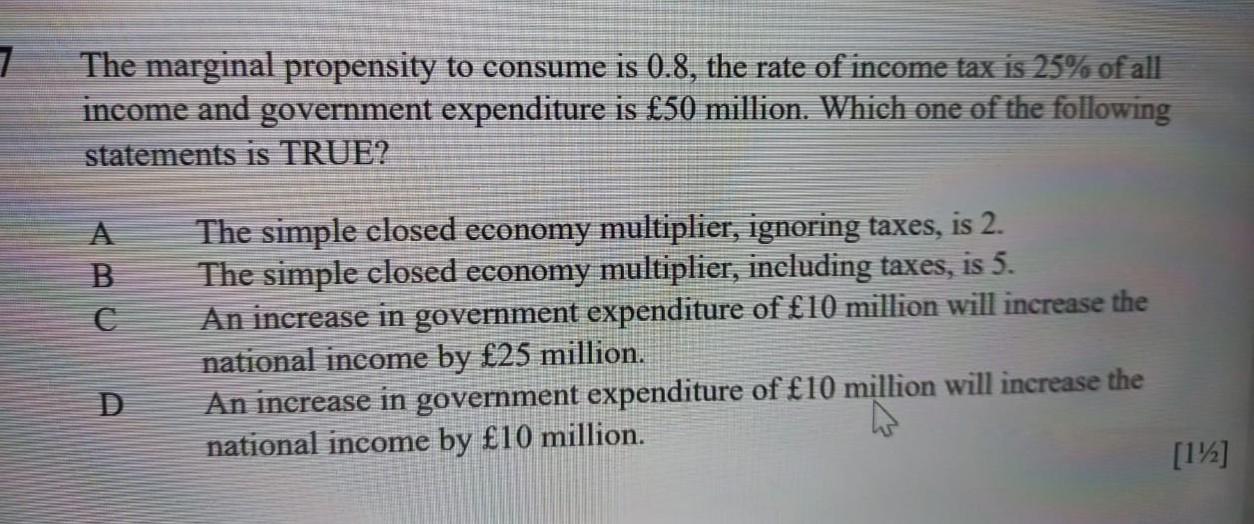 Solved The marginal propensity to consume is 0.8, the rate | Chegg.com