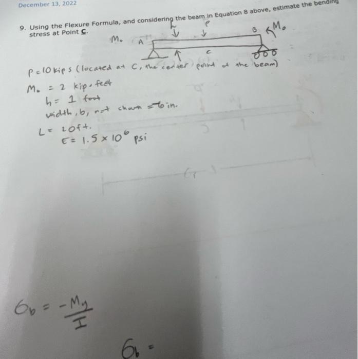 Solved December 13,2022 9. Using the Flexure Formula, ai | Chegg.com