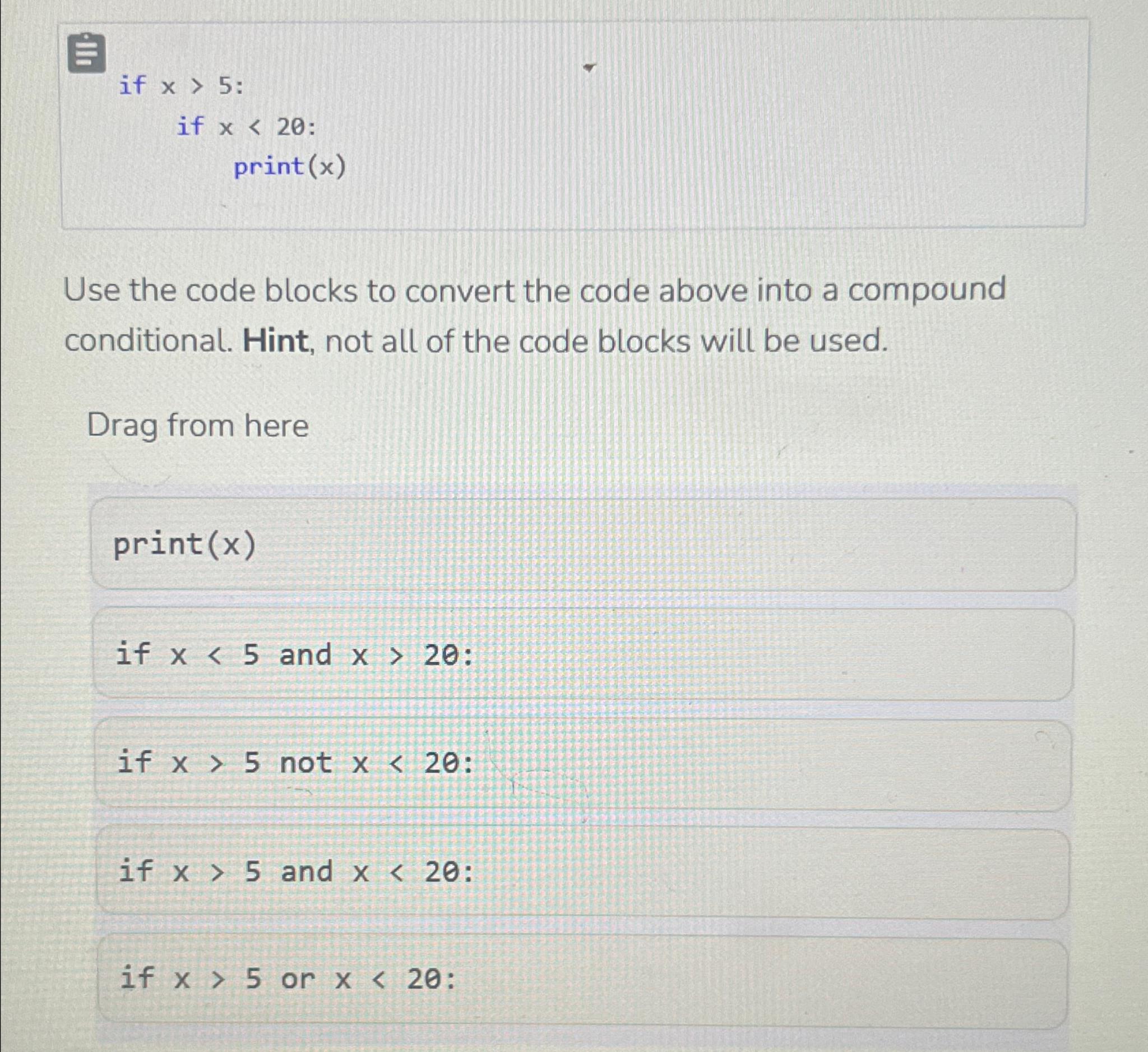 Solved if x>5: ﻿if x