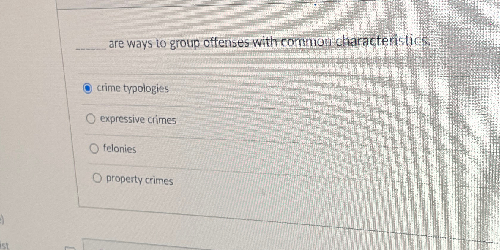 Solved are ways to group offenses with common | Chegg.com