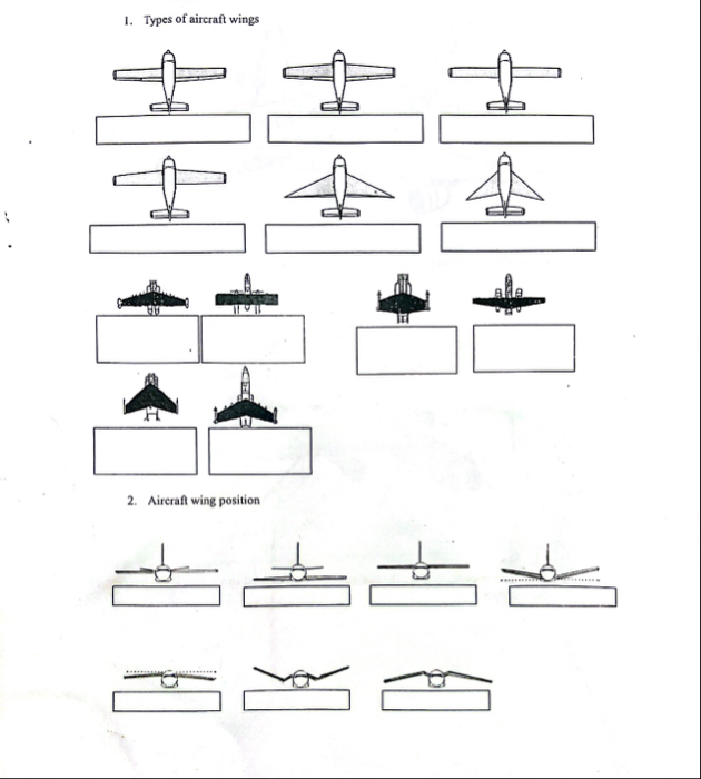 Solved 1 )Types of aircraft wings2) ﻿ Aircraft wing | Chegg.com