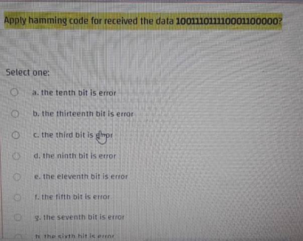 Solved Apply hamming code for received the data | Chegg.com