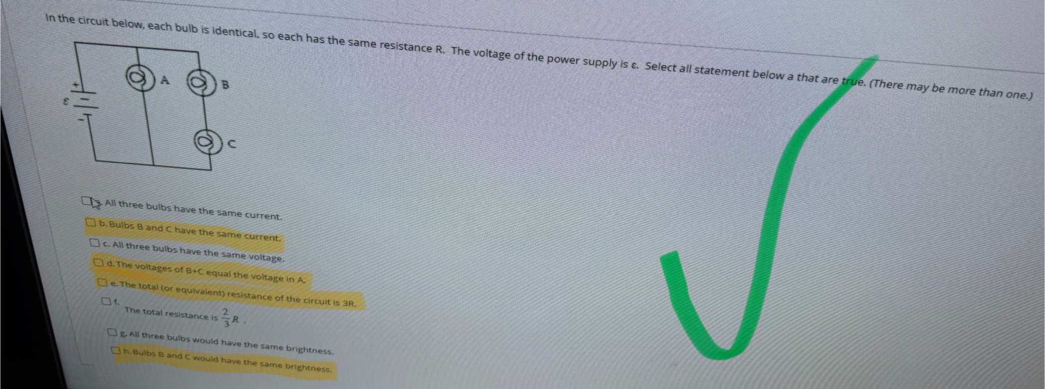 Solved In the circuit below, each bulb is identical, so each | Chegg.com