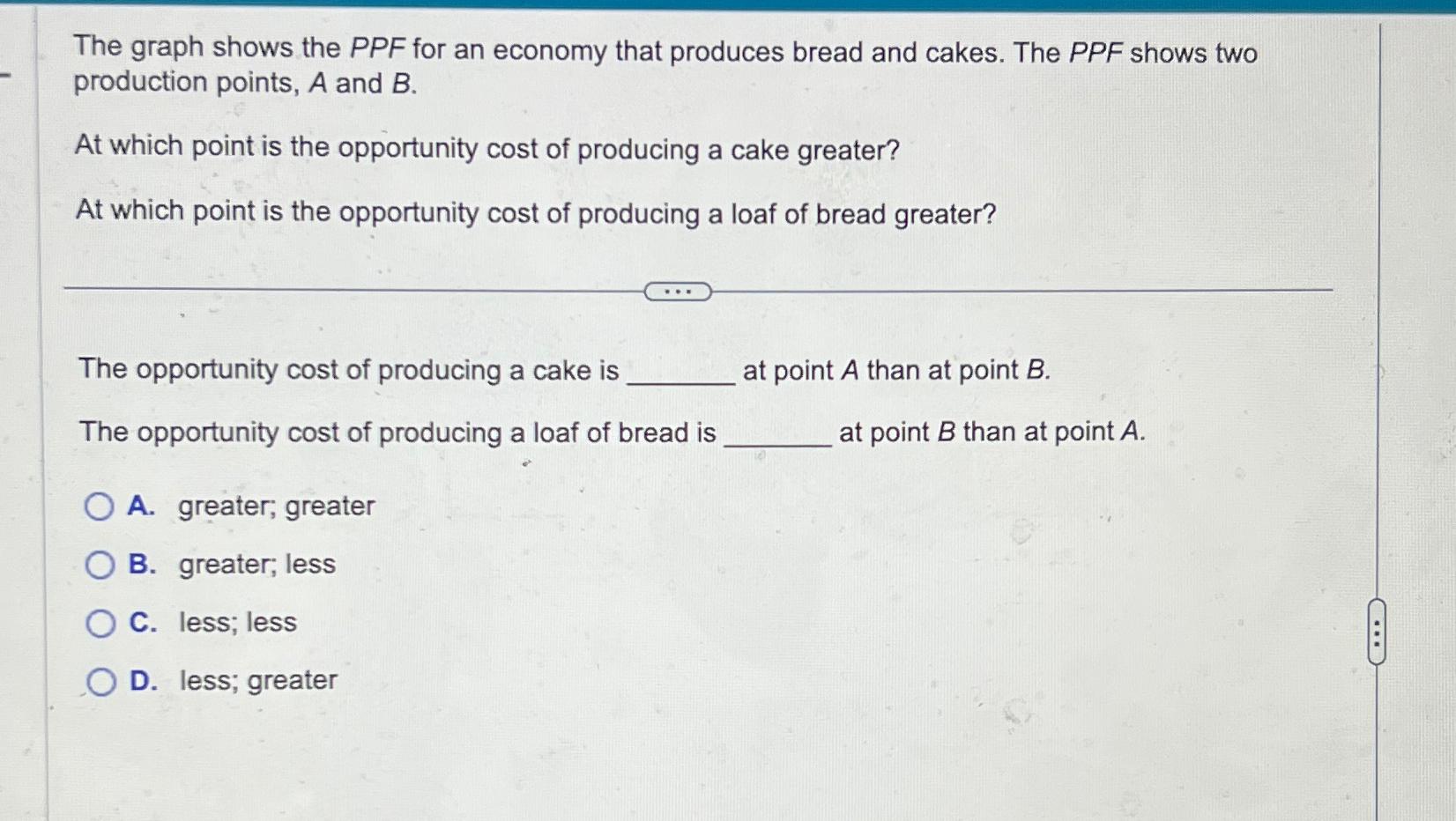 Solved The graph shows the PPF for an economy that produces | Chegg.com