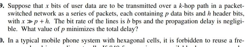 Solved Suppose that x ﻿bits of user data are to be | Chegg.com