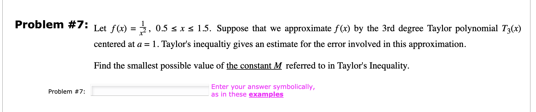 Solved Find the smallest possible value of the constant M | Chegg.com
