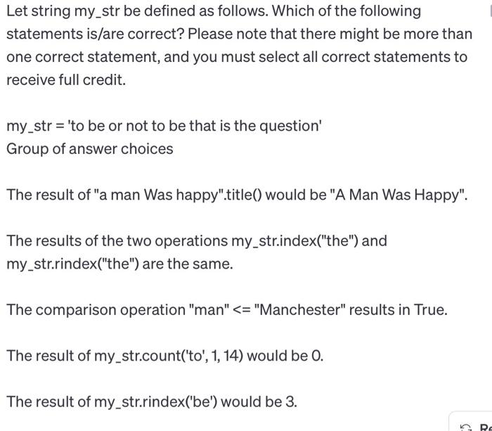 Solved Let string my_str be defined as follows. Which of the | Chegg.com