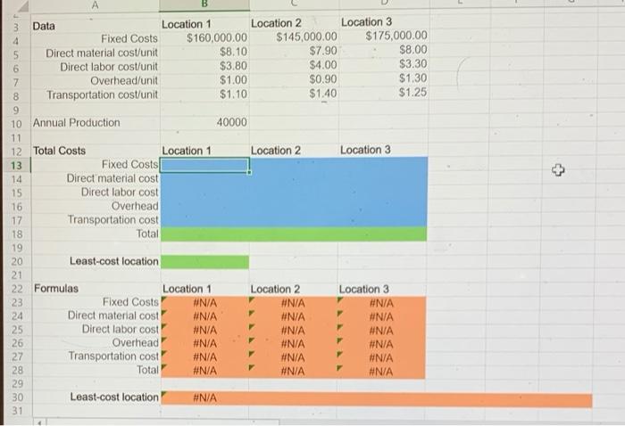 Solved Excel Online Activity: Location Analysis The | Chegg.com