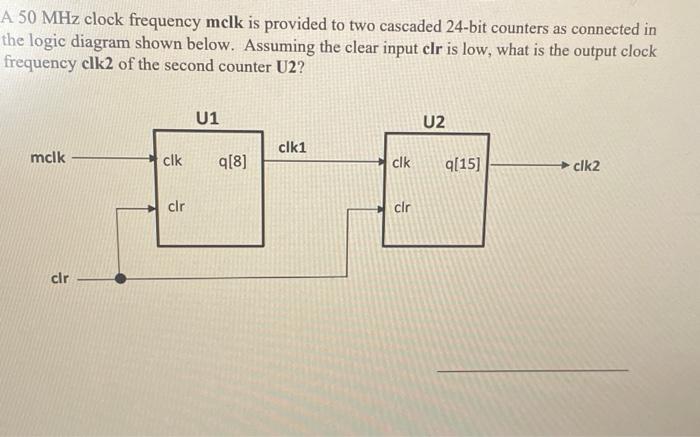 Solved 50MHz clock frequency mclk is provided to two | Chegg.com
