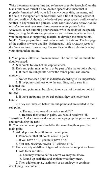 I need help with this Public Speaking outline, ASAP. | Chegg.com