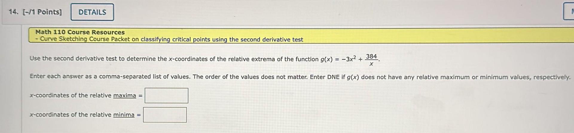 Solved Math 110 Course Resources - Curve Sketching Course | Chegg.com