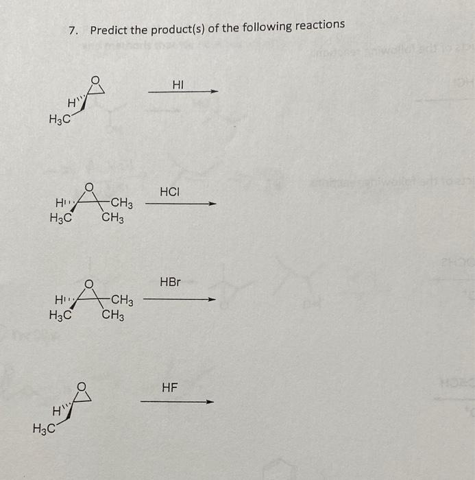 Solved 7. Predict the product(s) of the following reactions | Chegg.com