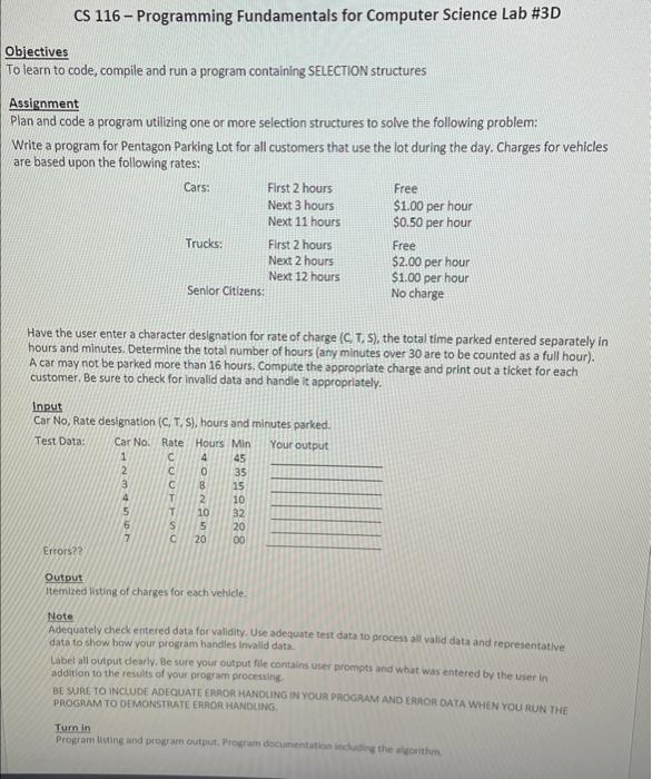 Solved CS 116 - Programming Fundamentals for Computer | Chegg.com