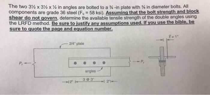 Solved The two 32 x 32 x 12 in angles are bolted to a 4-in | Chegg.com