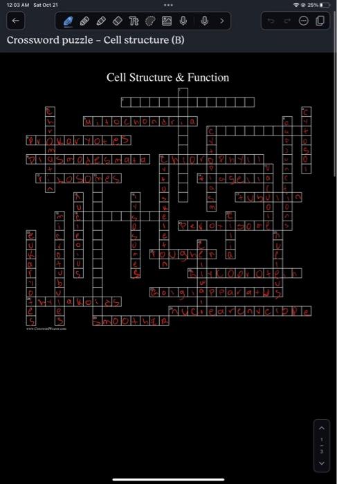 Solved Crossword Puzzle Cell structure & Function | Chegg.com