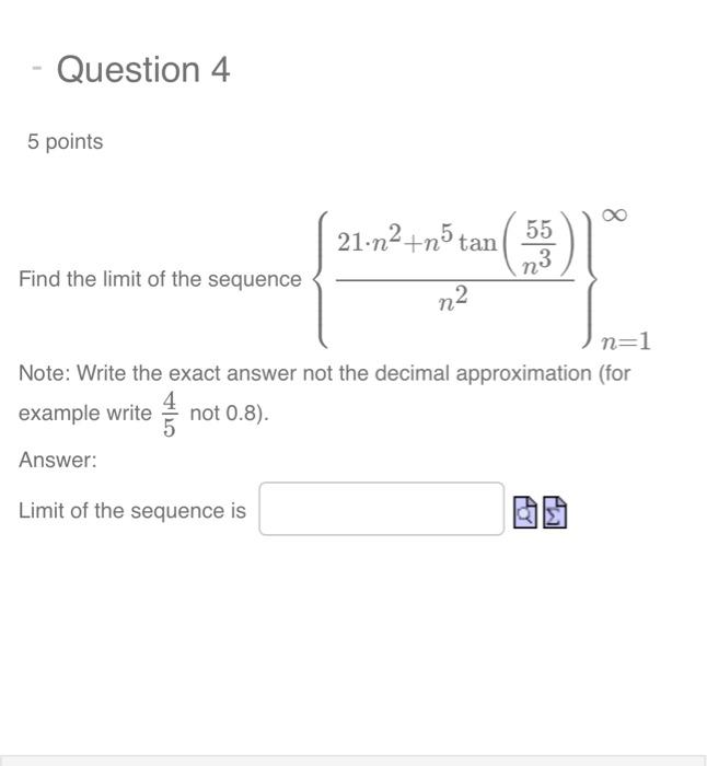 Solved 5 points Find the limit of the sequence | Chegg.com