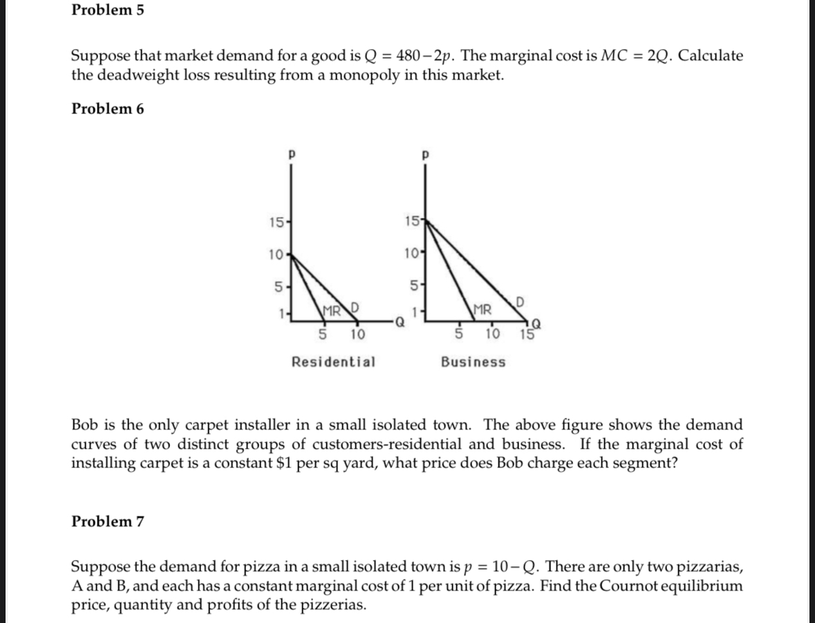 Solved Problem 5Suppose that market demand for a good is | Chegg.com