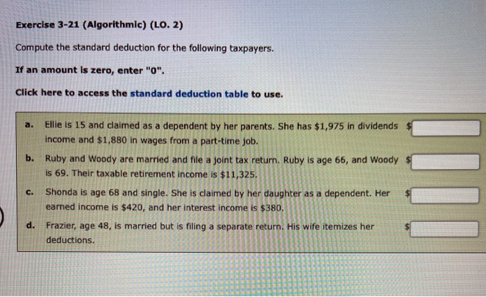 Solved Exercise 3-21 (Algorithmic) (LO. 2) Compute the | Chegg.com