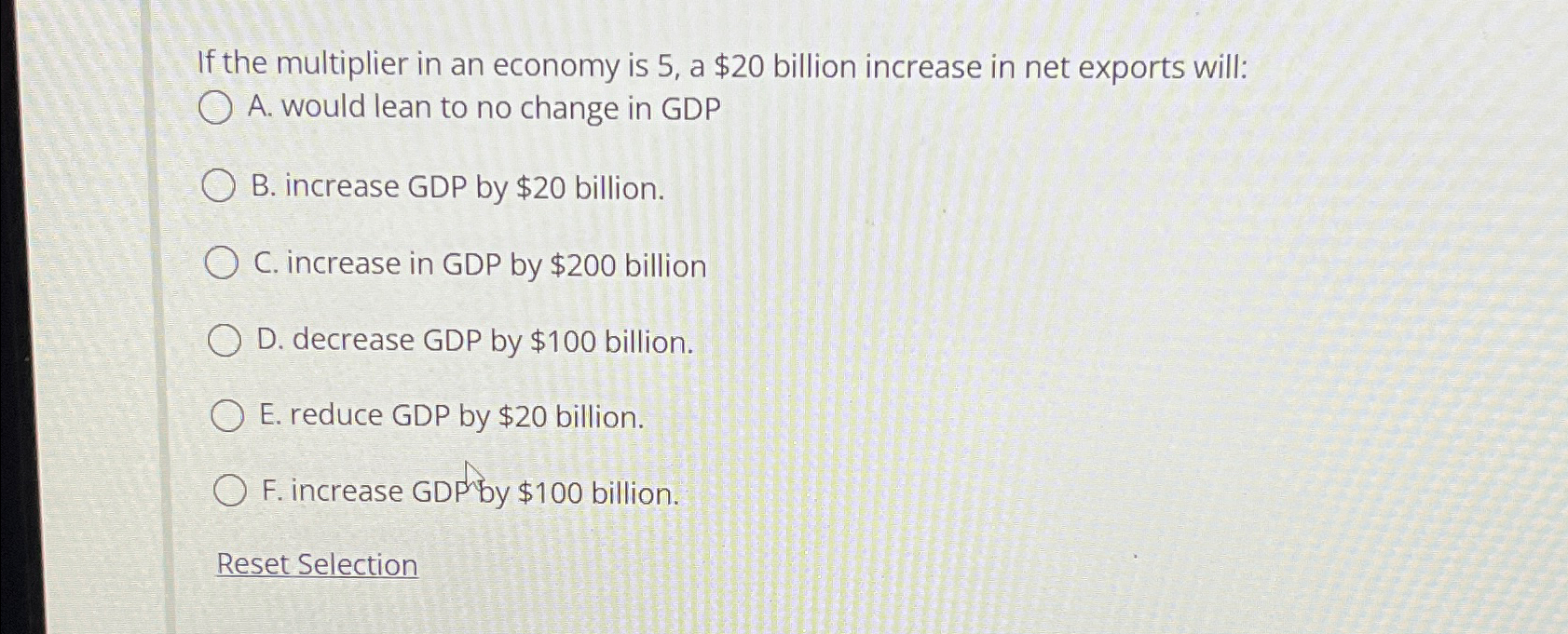 Solved If the multiplier in an economy is 5, ﻿a $20 ﻿billion | Chegg.com