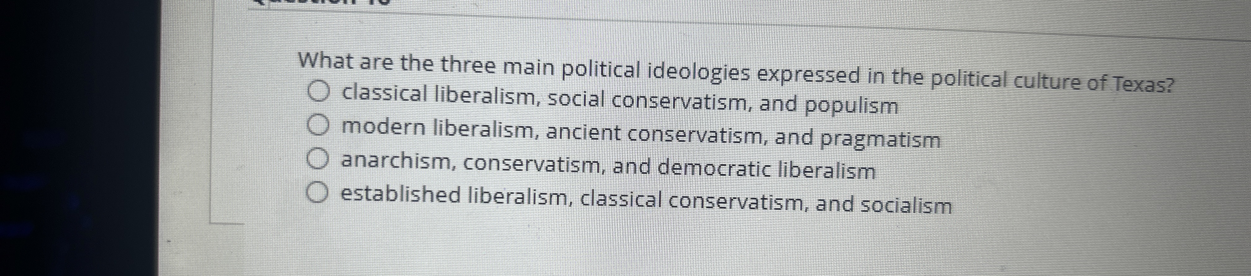 Solved What are the three main political ideologies | Chegg.com