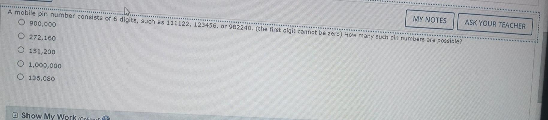 Solved A mobile pin number consists of 6 digits, such as | Chegg.com