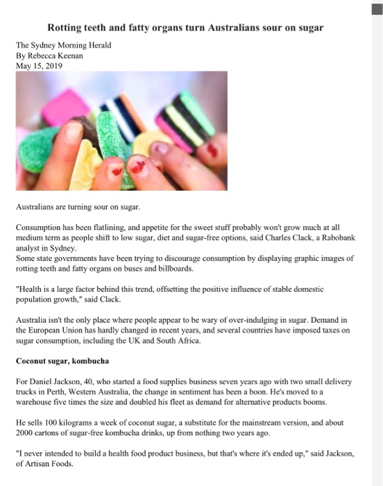 Solved Rotting teeth and fatty organs turn Australians sour | Chegg.com