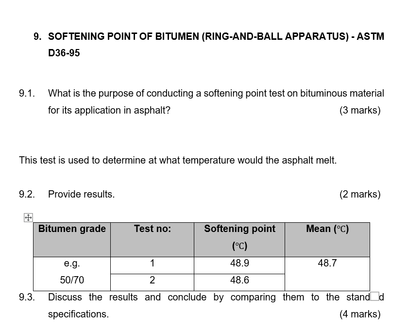 Solved SOFTENING POINT OF BITUMEN (RING-AND-BALL | Chegg.com